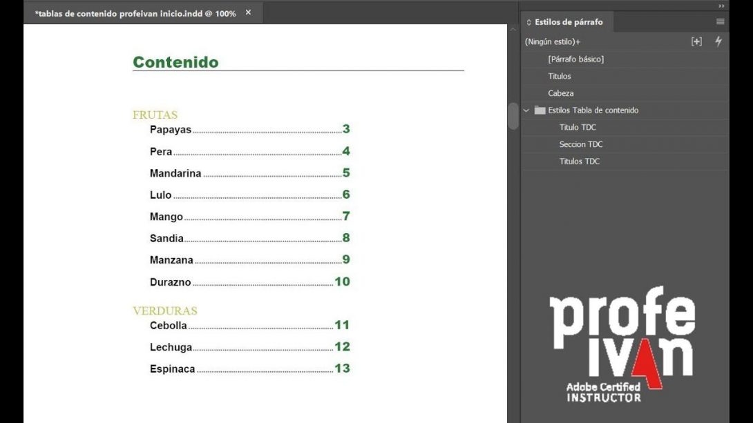 Crear indice indesign | Actualizado mayo 2023
